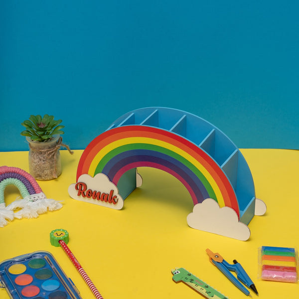 Keep Your Kids' Workspace Tidy with Our Vibrant Rainbow Desk Organizer ...