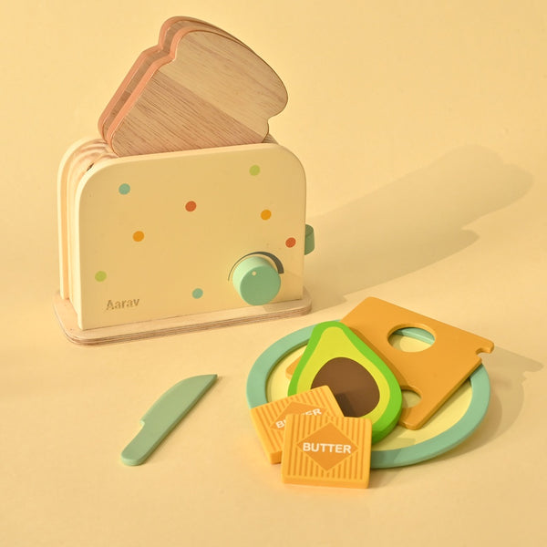 Roasty Toasty Wooden Toaster Kitchen Set Toddler & Kids Cooking Set ...
