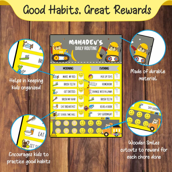 Daily Reward Chart Personalised - Builder Zone – Popup Kids