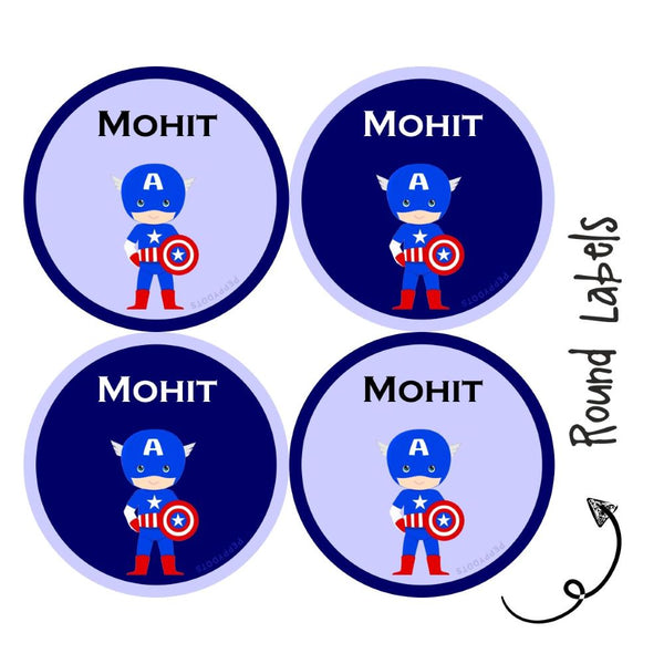 Round Water Proof Labels -Captain America – Popup Kids