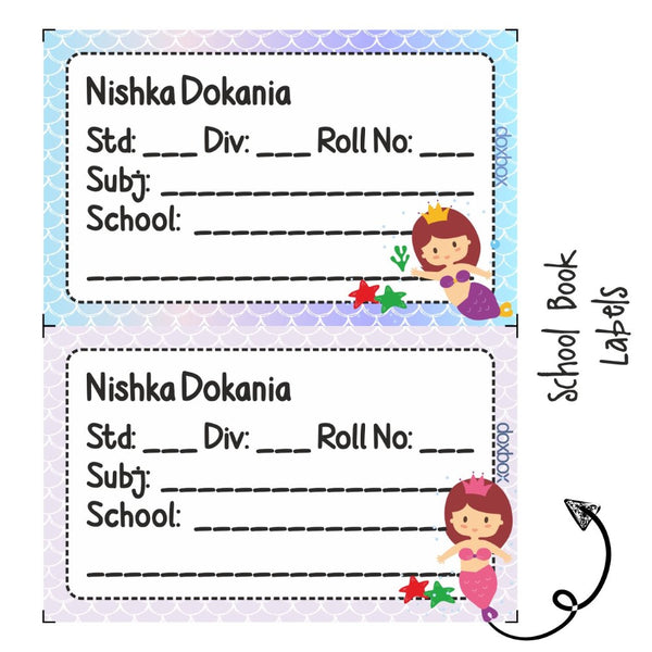 School Book Label - Cute Mermaid – Popup Kids