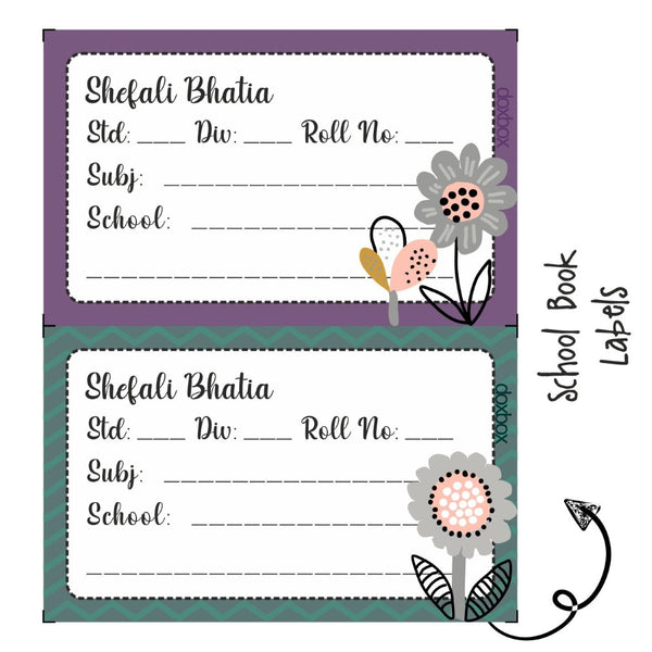 School Book Label - Fancy Flower – Popup Kids