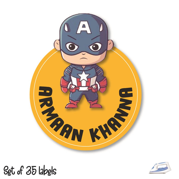 Iron On Labels (Shape) - Captain America – Popup Kids