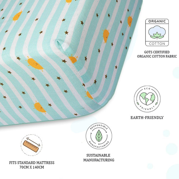 Organic Fitted Cot Sheet- Sky Lines – Popup Kids