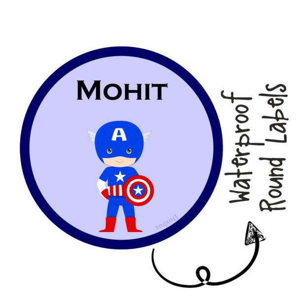 Round Waterproof Labels -Captain America – Popup Kids
