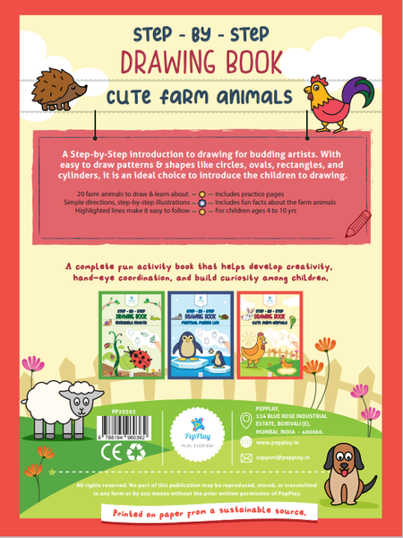 Buy Step by Step Drawing books (Cute Farm Animals) Online – Popup Kids