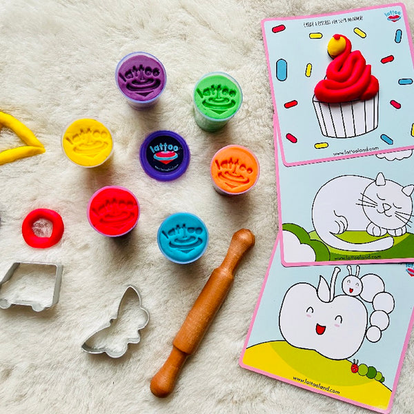 Lattoo Dough Timeless Kit-Multicolour- Taste-safe and Toxin-free Clay ...