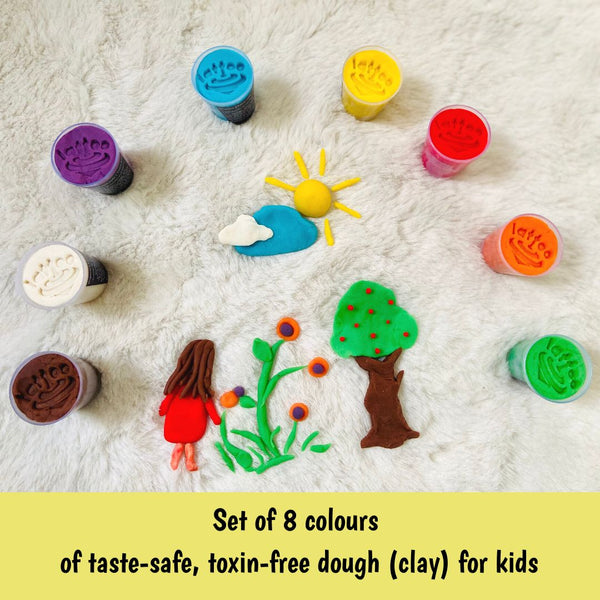 Lattoo Dough - Set of 8 colors of Taste-safe and Toxin-free Clay for K ...